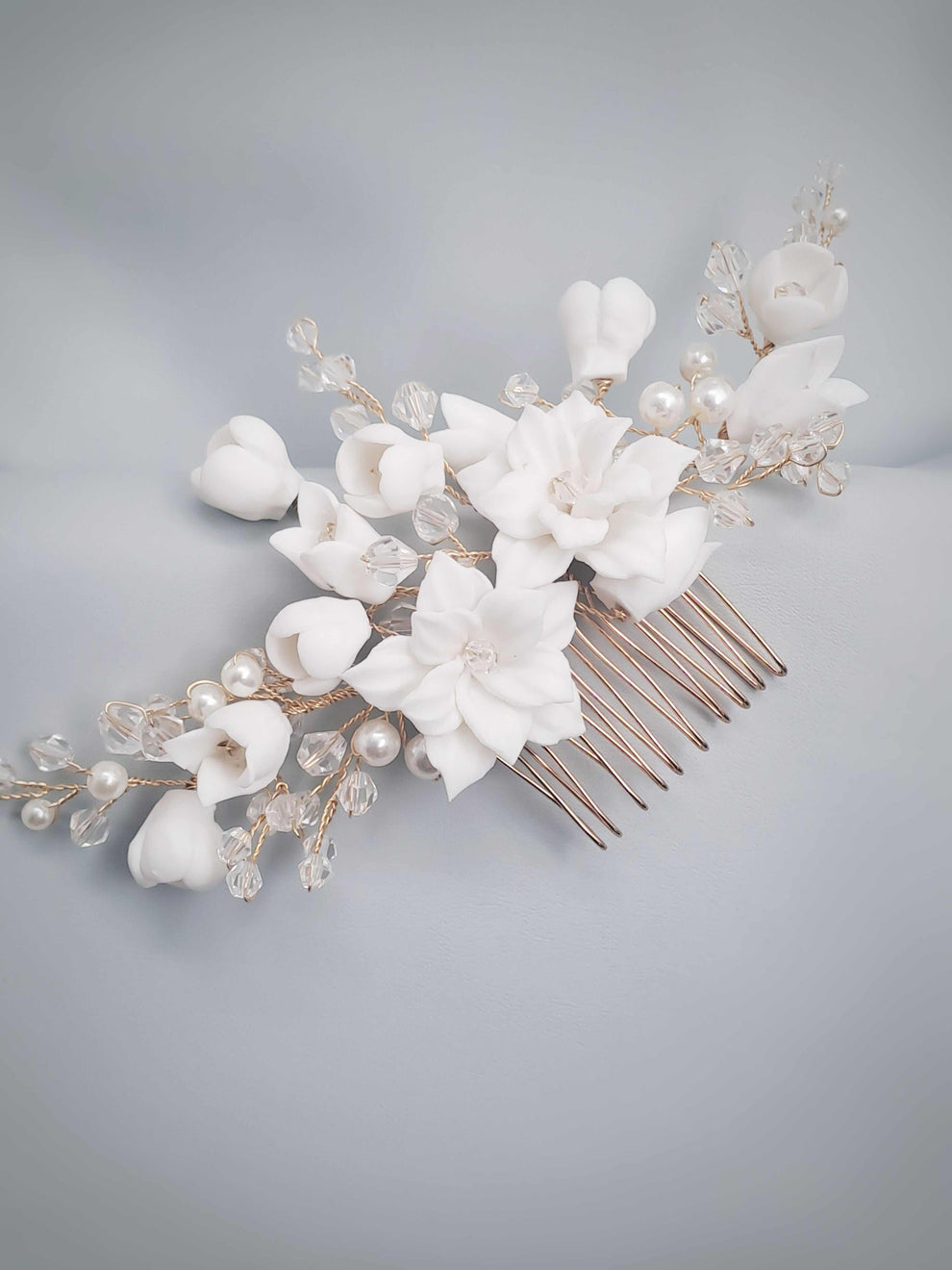 Wedding Hair Accessory - Ceramic Flower Bridal Hair Comb – Smooches ...